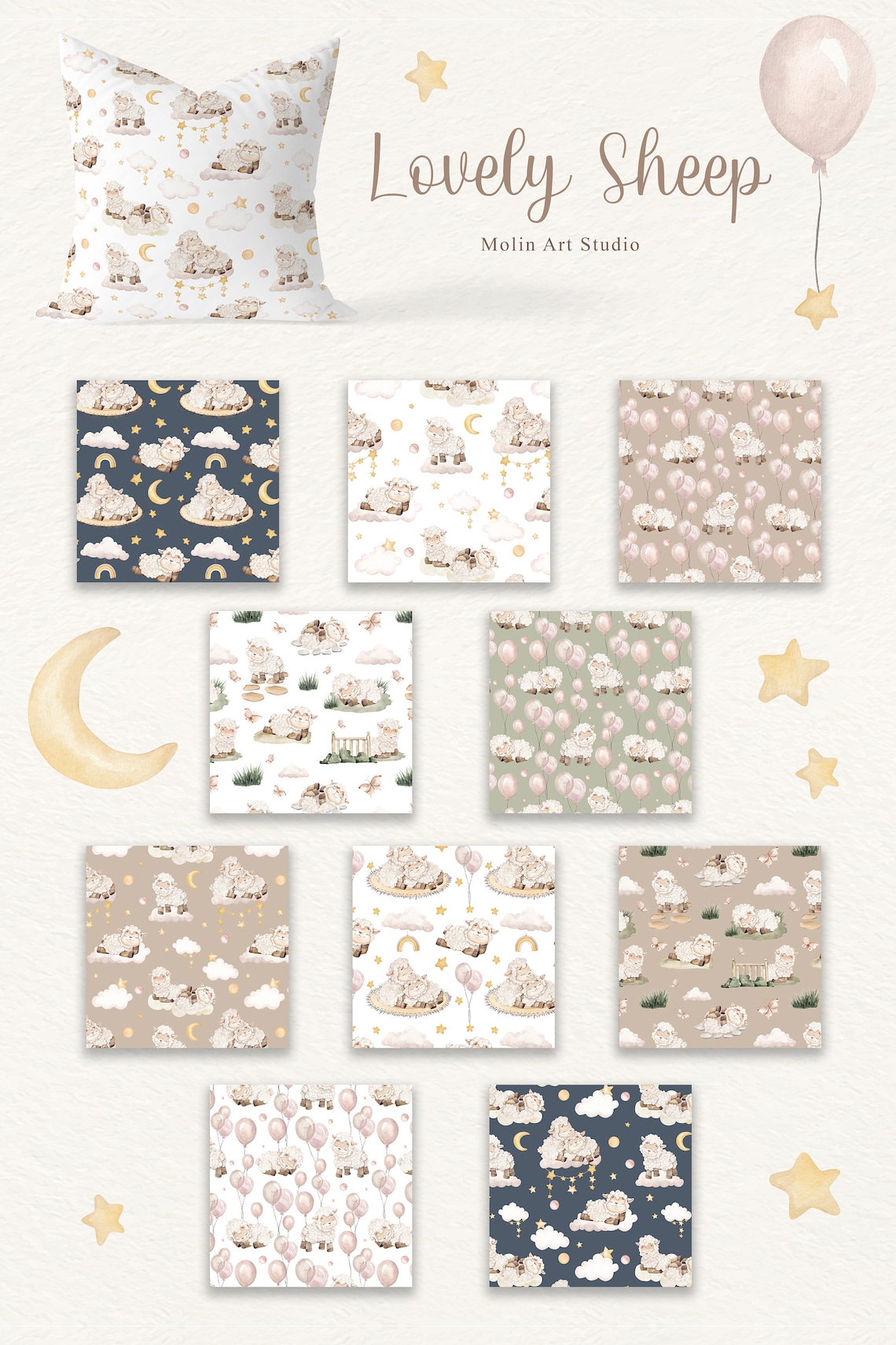 Sheep Pattern Digital Paper Pack Scrapbook Papers Baby - Etsy