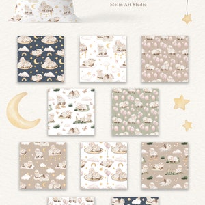 Sheep Pattern, Digital Paper Pack, Scrapbook Papers, Baby Seamless ...