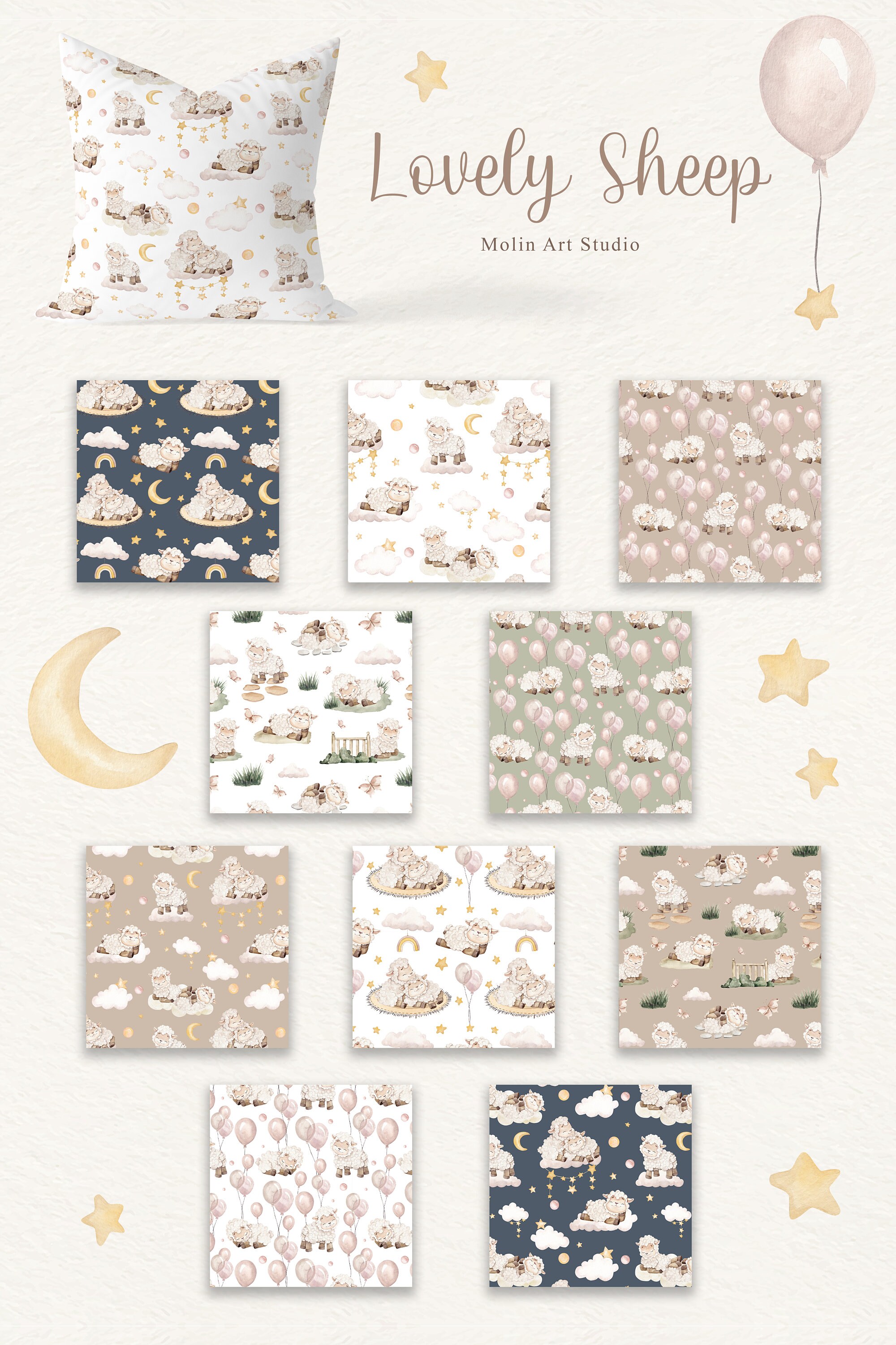 Sheep Pattern Digital Paper Pack Scrapbook Papers Baby - Etsy