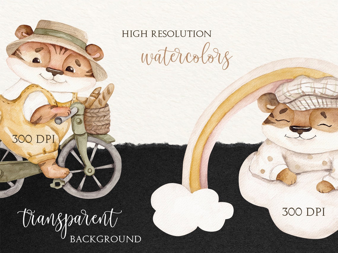 Cute Tiger Watercolor Clipart Watercolor Tigers Tigers - Etsy