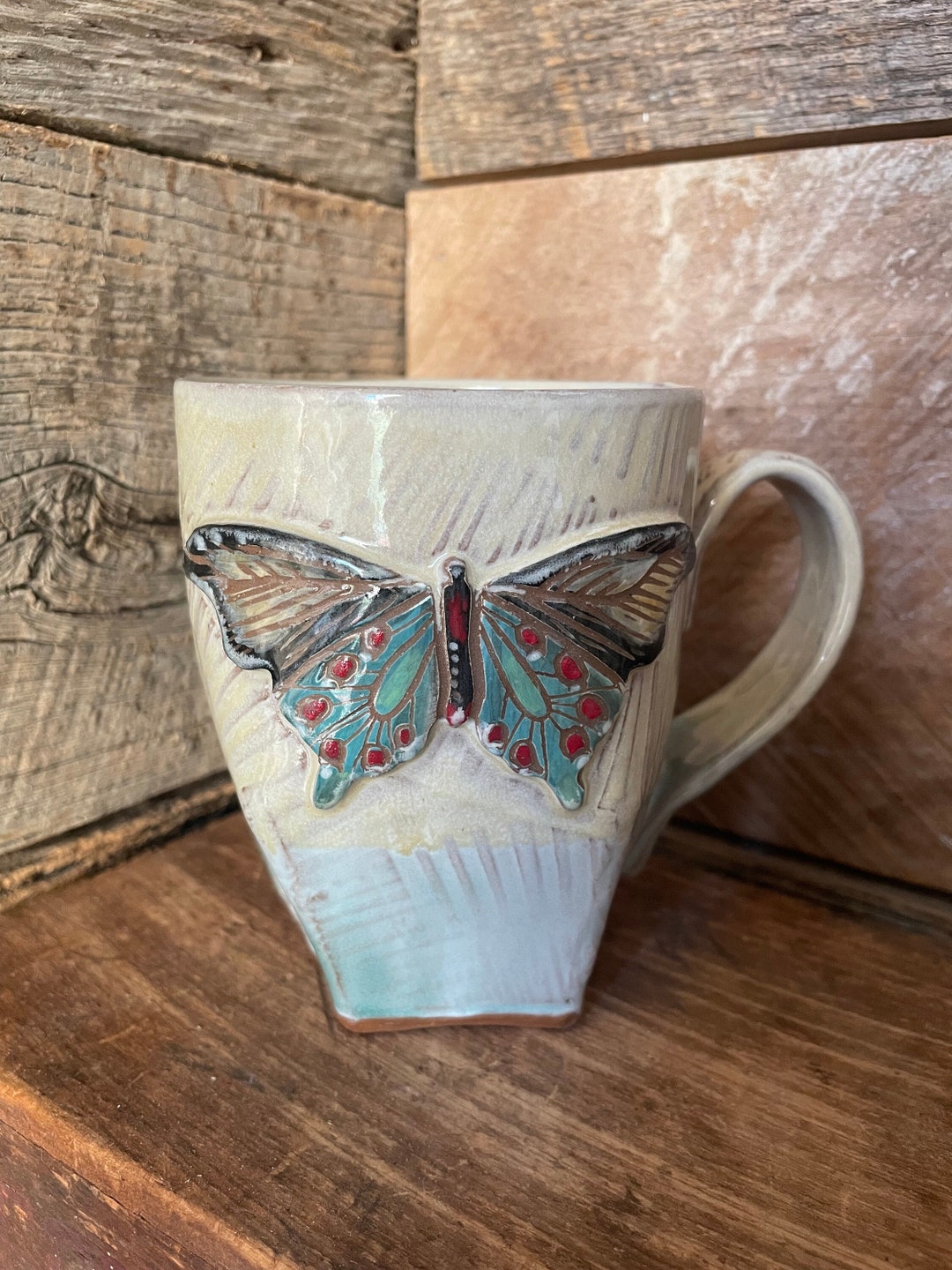 Butterfly/moth Mug Stoneware Pottery - Etsy