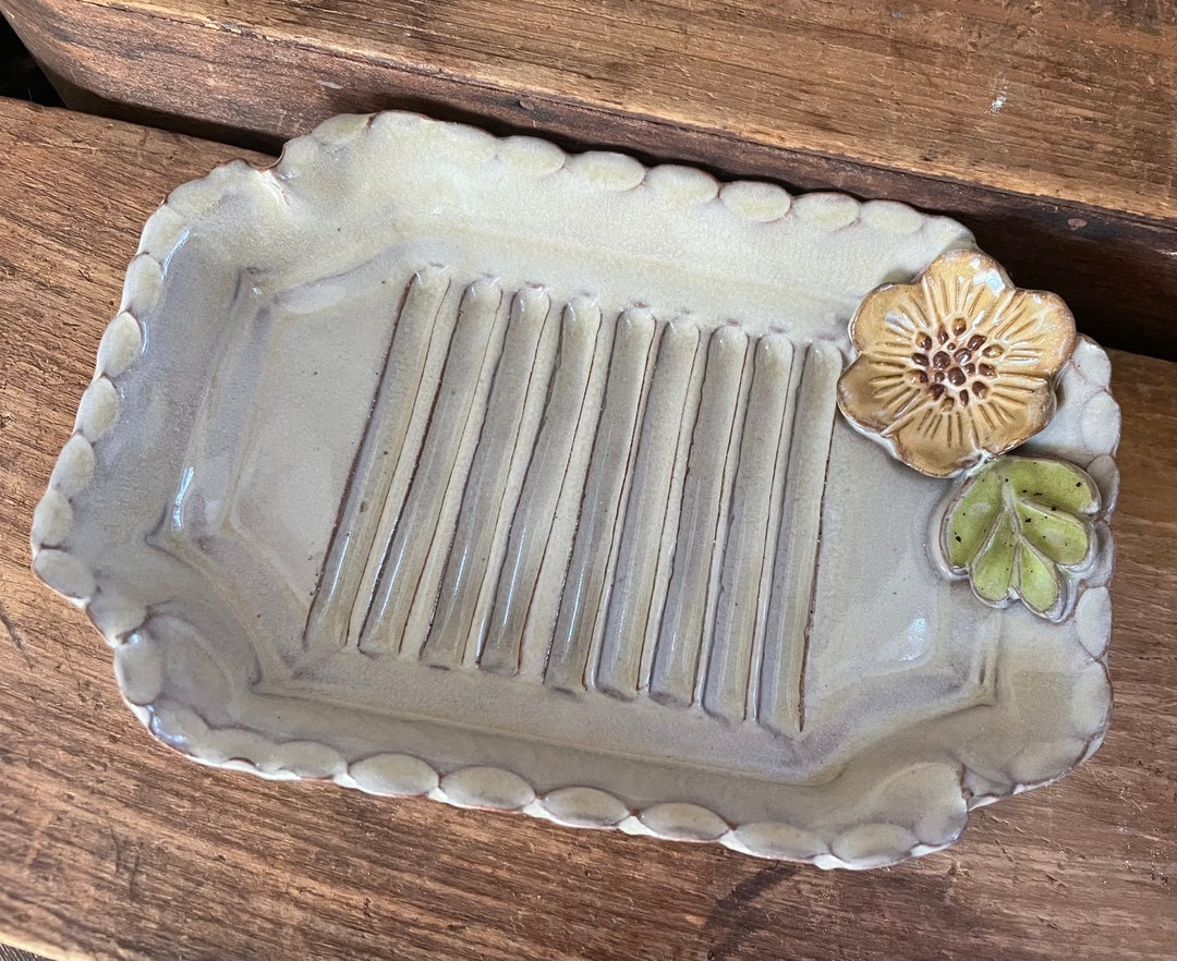 Soap Dish Handmade Stoneware Pottery Floral - Etsy