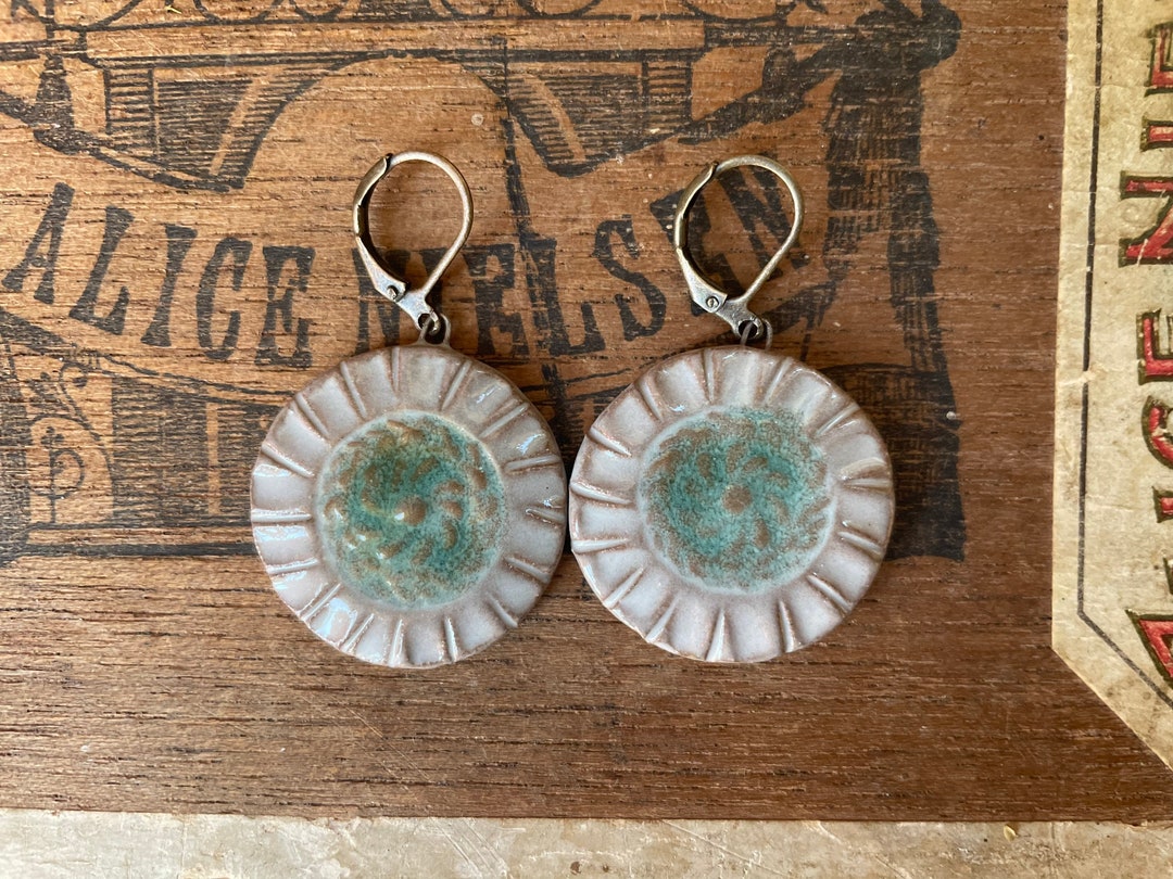 Earrings Stoneware Ceramic Handmade Hand-painted - Etsy