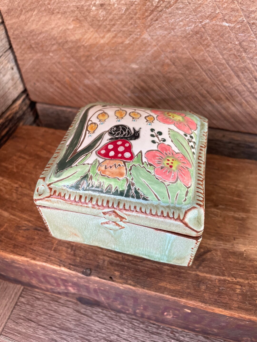 Snail/mushroom Garden Treasure Keepsake Jewelry Box - Etsy