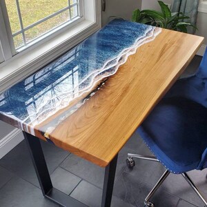 Your Custom Black Walnut Ocean Desk, Wave Desk, Beach Desk, Live Edge ...