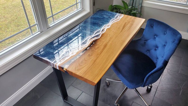 Your Custom Black Walnut Ocean Desk Wave Desk Beach Desk | Etsy