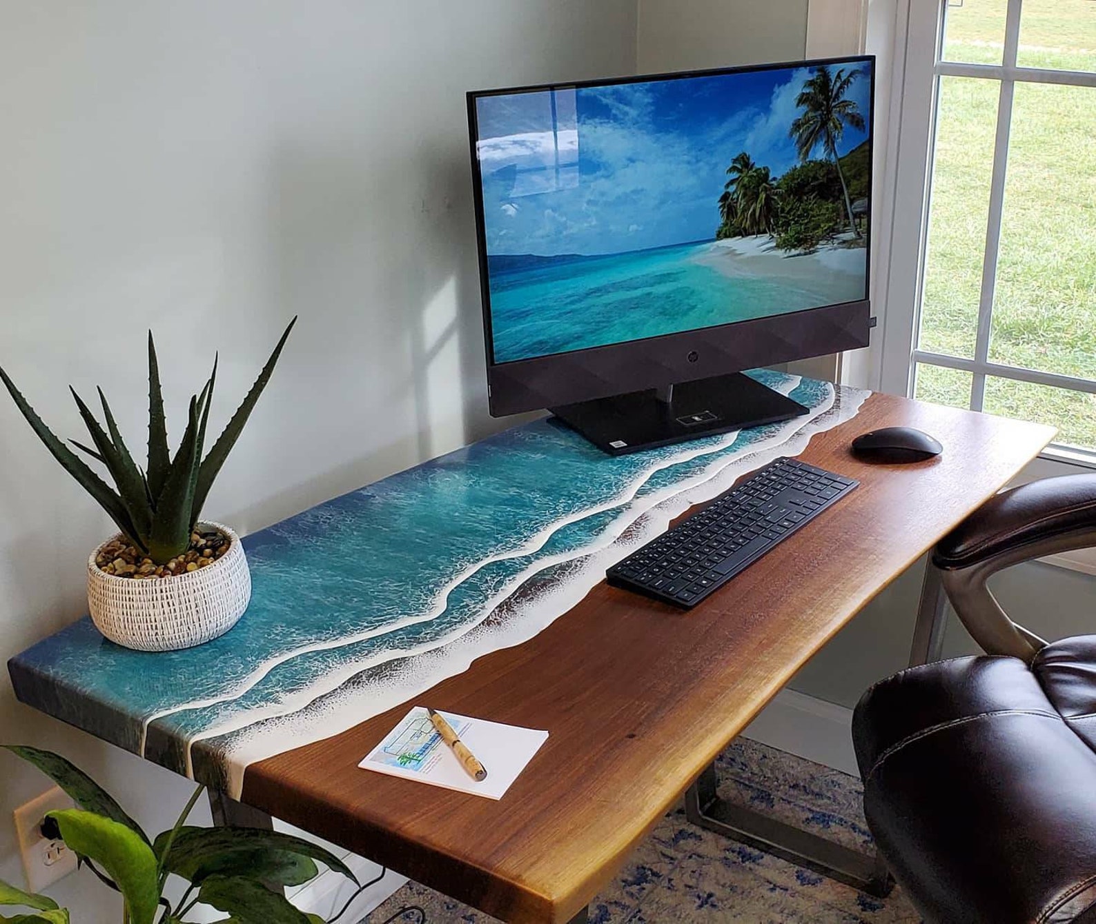 Your Custom Black Walnut Ocean Desk Wave Desk Beach Desk | Etsy