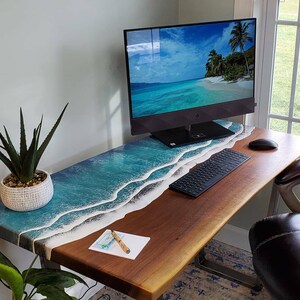 Your Custom Black Walnut Ocean Desk, Wave Desk, Beach Desk, Live Edge ...