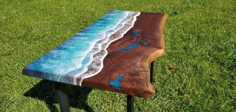 Your Custom Black Walnut Ocean Desk Wave Desk Beach Desk | Etsy