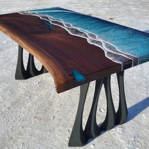 Your Custom Black Walnut Ocean Desk, Wave Desk, Beach Desk, Live Edge ...
