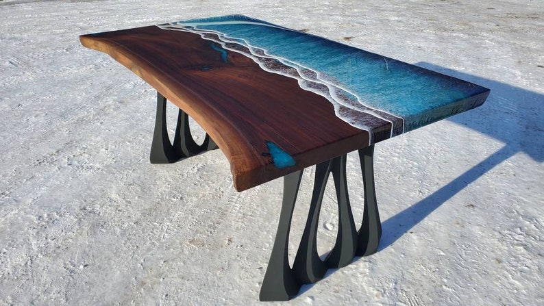 Your Custom Black Walnut Ocean Desk Wave Desk Beach Desk | Etsy