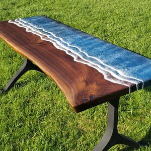 Your Custom Black Walnut Ocean Desk, Wave Desk, Beach Desk, Live Edge ...