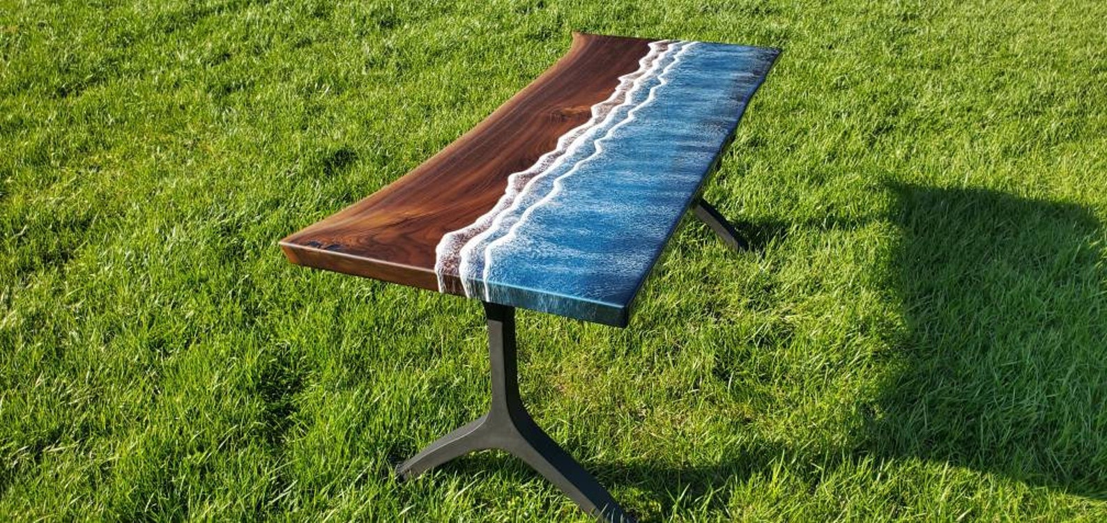 Your Custom Black Walnut Ocean Desk Wave Desk Beach Desk | Etsy