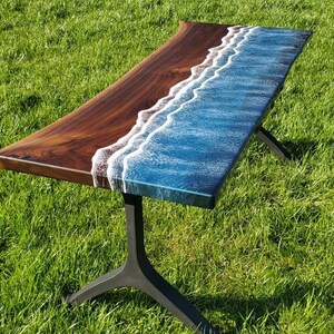 Your Custom Black Walnut Ocean Desk, Wave Desk, Beach Desk, Live Edge ...