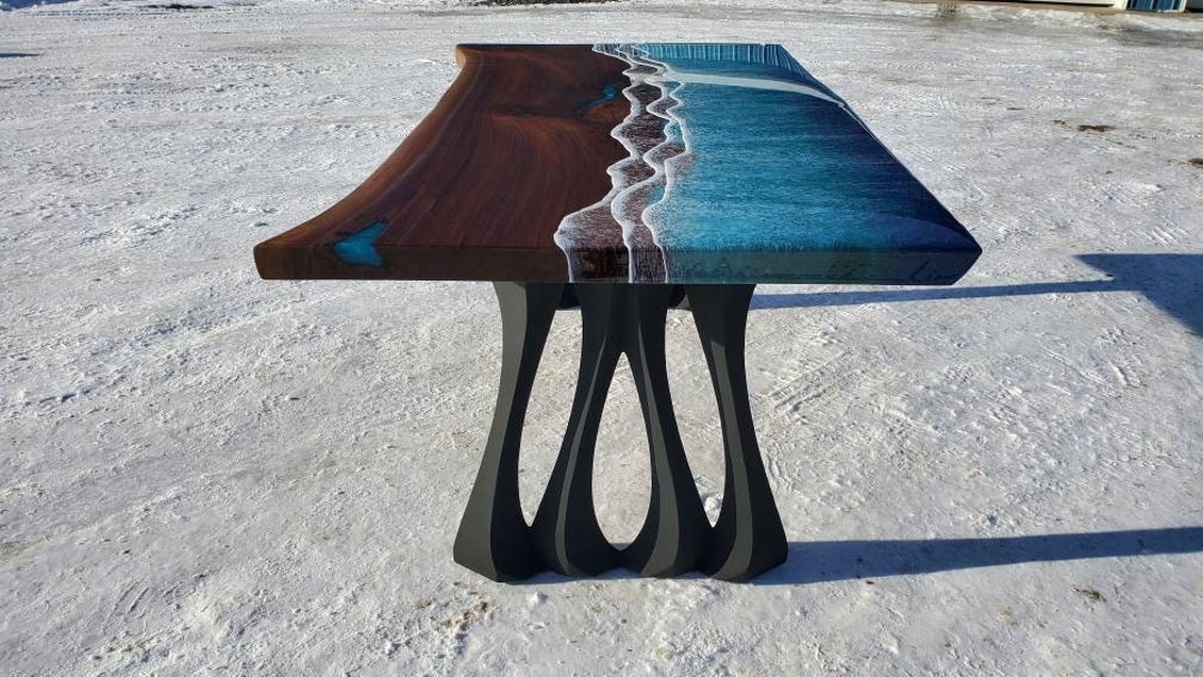 Your Custom Black Walnut Ocean Desk, Wave Desk, Beach Desk, Live Edge ...