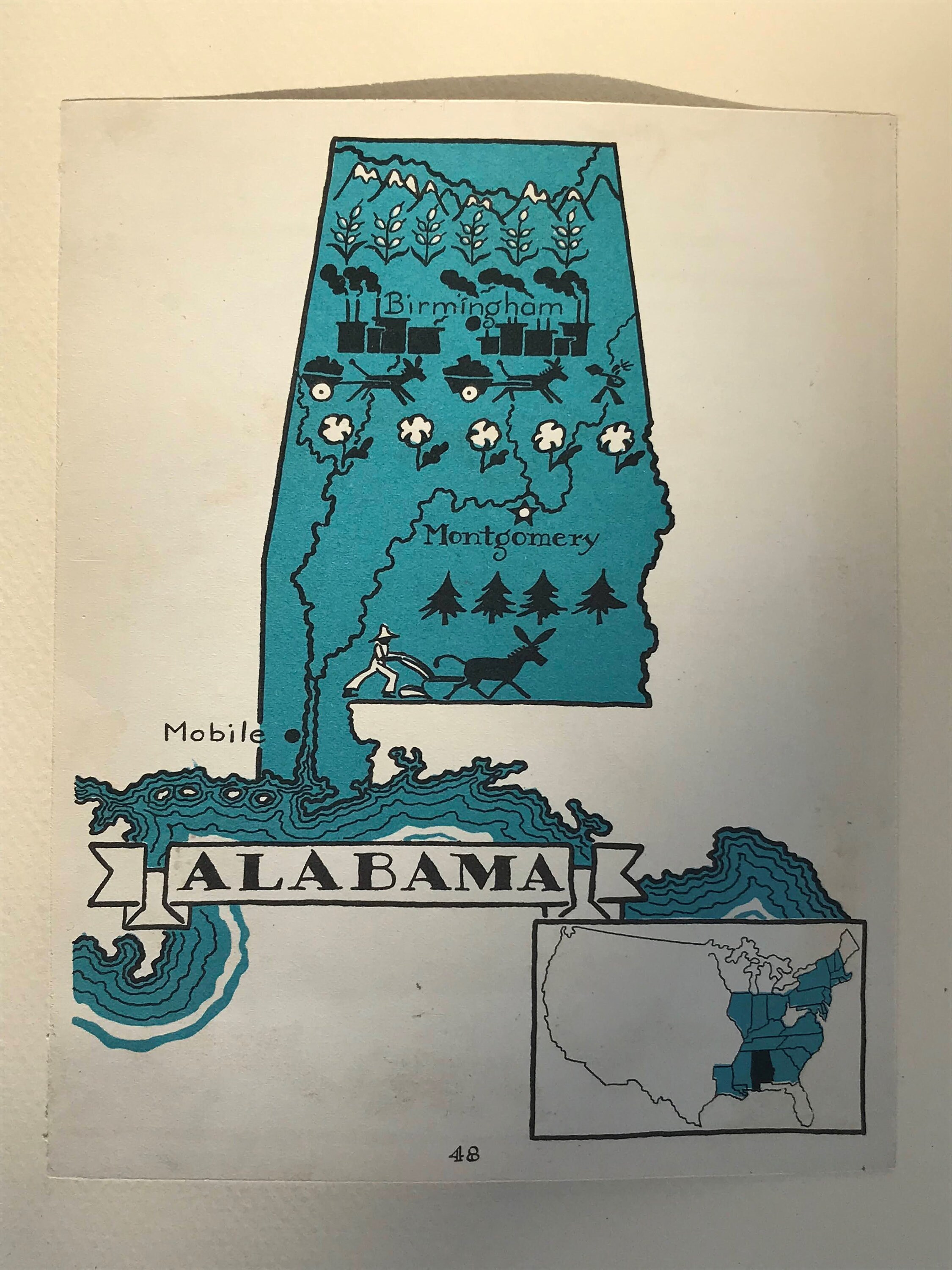 Original 1931 Pictorial Map of Alabama - Etsy
