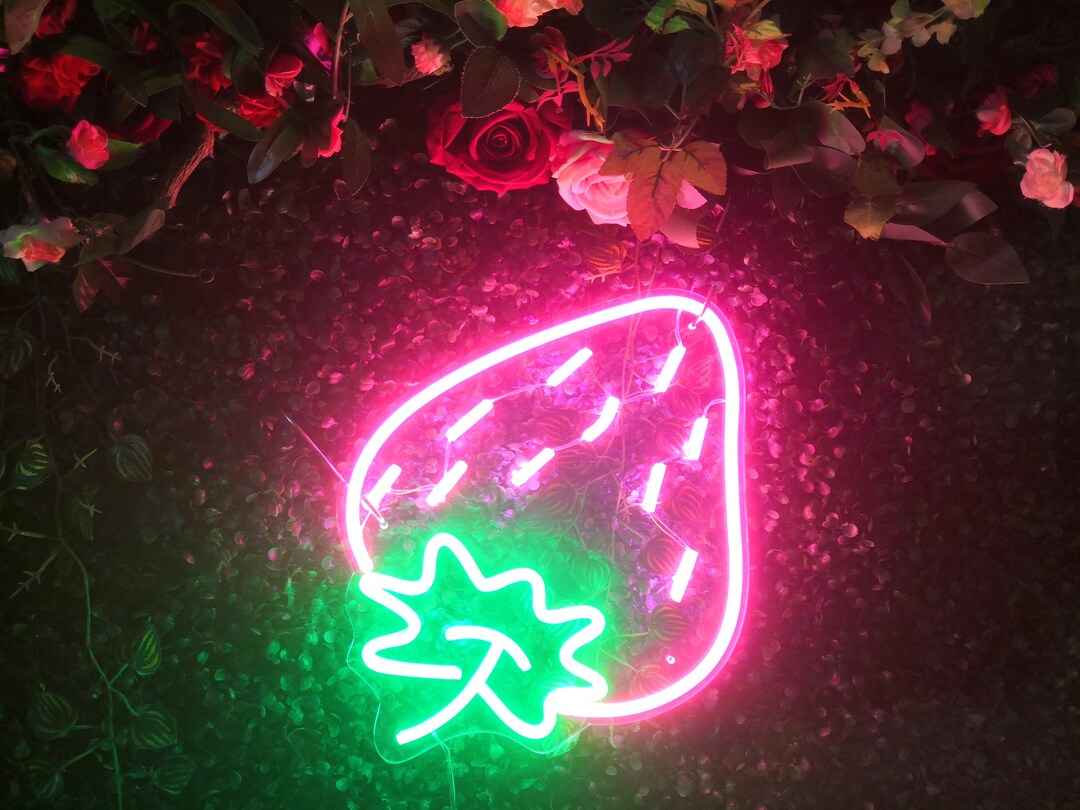 Strawberry Neon Sign: Fruit LED Light, Summer Party Decor - Etsy