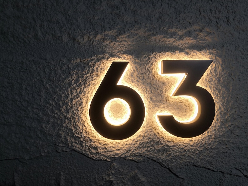 Metal LED House Number Sign: Backlit Door Number - Etsy