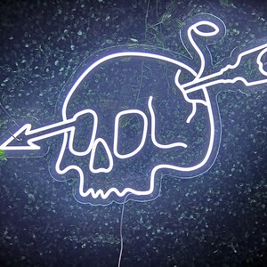 Skull Head Neon Sign, Custom Halloween Neon Sign Bat Pumpkin Witch ...