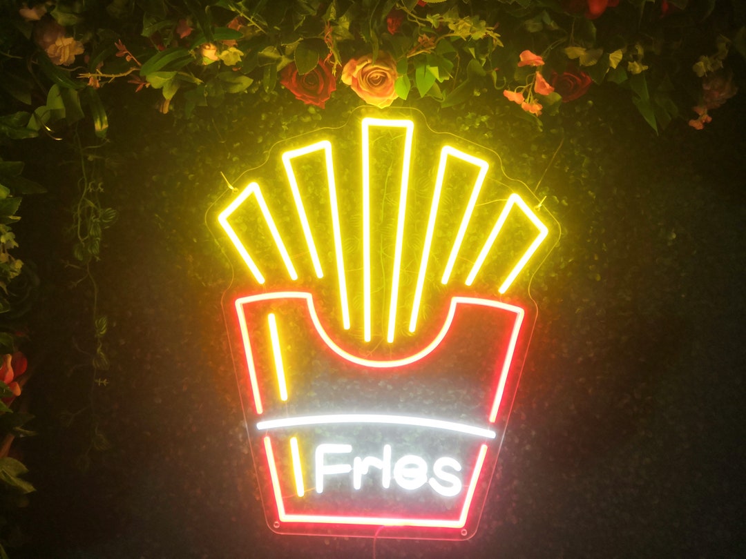 French Fries Neon Sign, Burger Sign Chicken Neon Light for Bar Decor ...