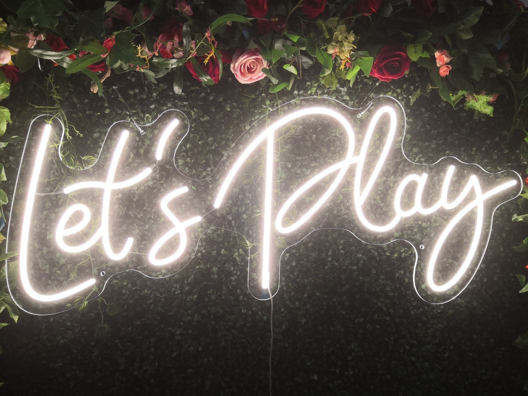 Let's Play Neon Sign, Game Room Neon Sign Custom Playroom Decor, Kid ...