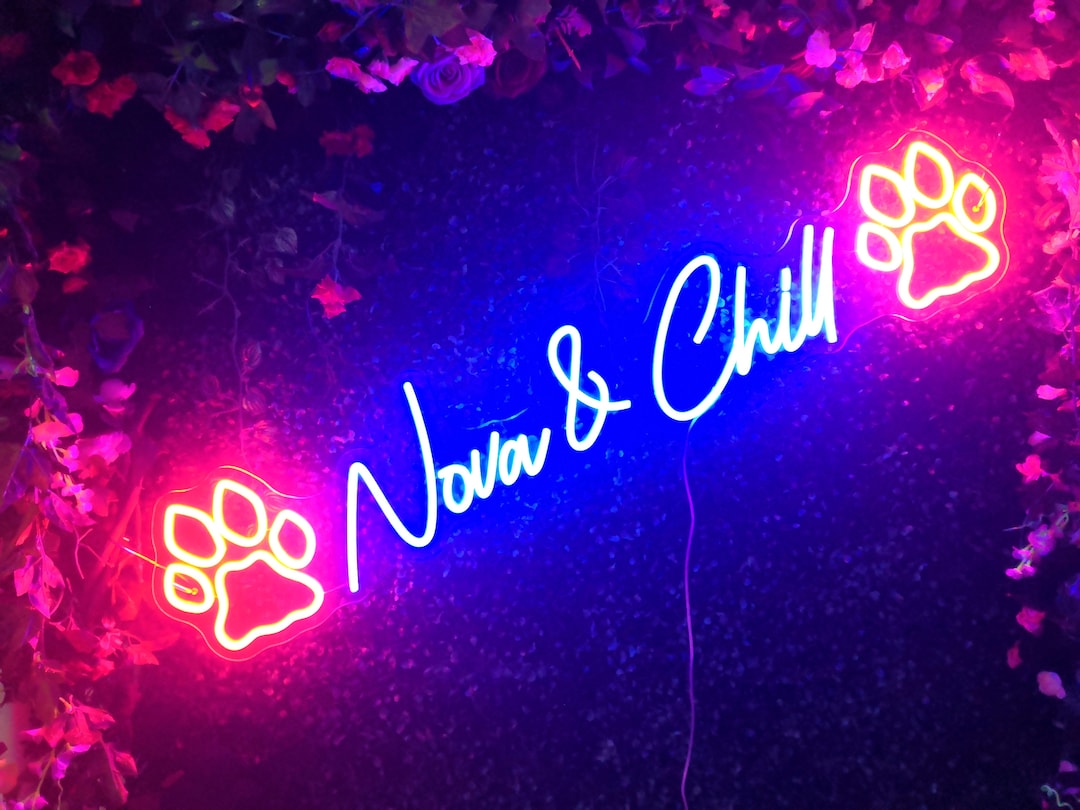 Paw Neon Sign, Pet Name Sign, Dog Neon Sign, Dog Neon Light, Paw Led ...
