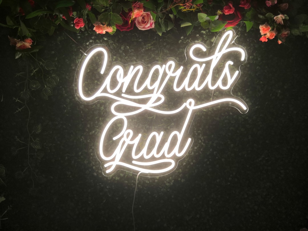 Custom Neon Sign Congrats Grad Neon Light Sign for Wall Decor Dorm Room ...