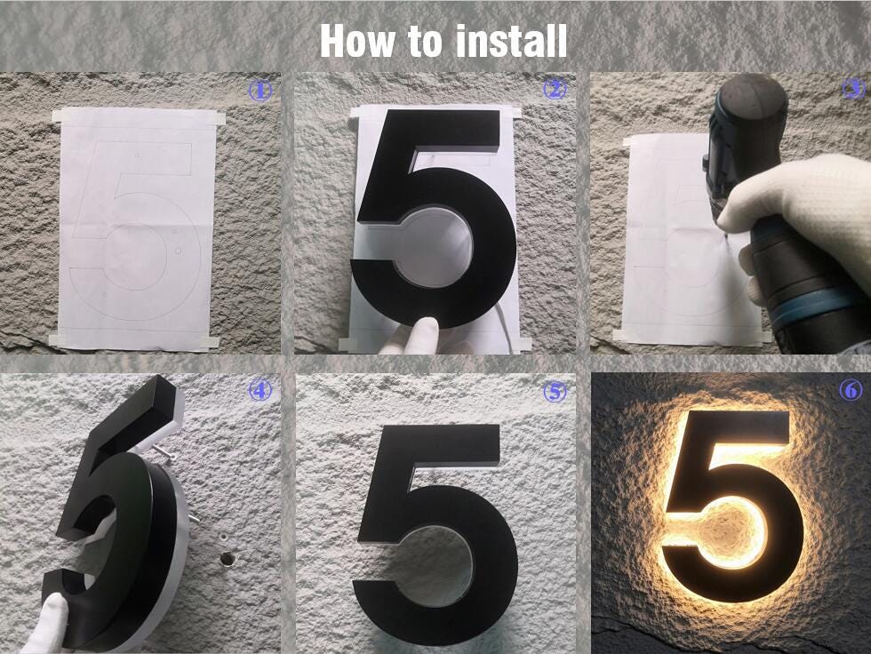 Copper Led House Number, Custom Metal Numbers, Address Number Plaque ...