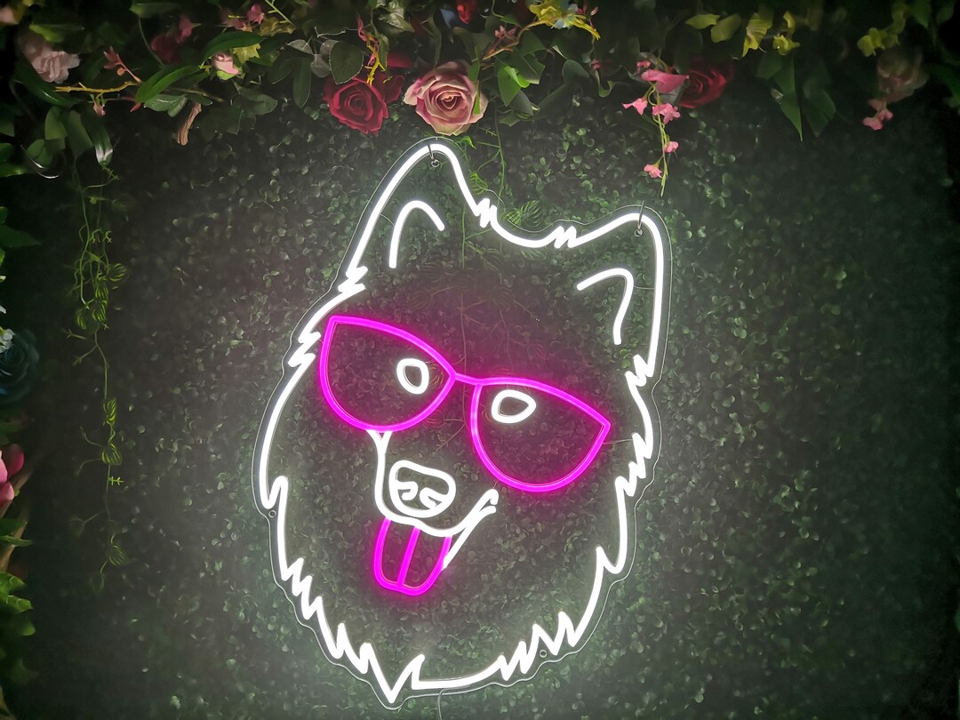 Custom Samoyed Neon Sign: Dog Portrait LED Wall Decor - Etsy