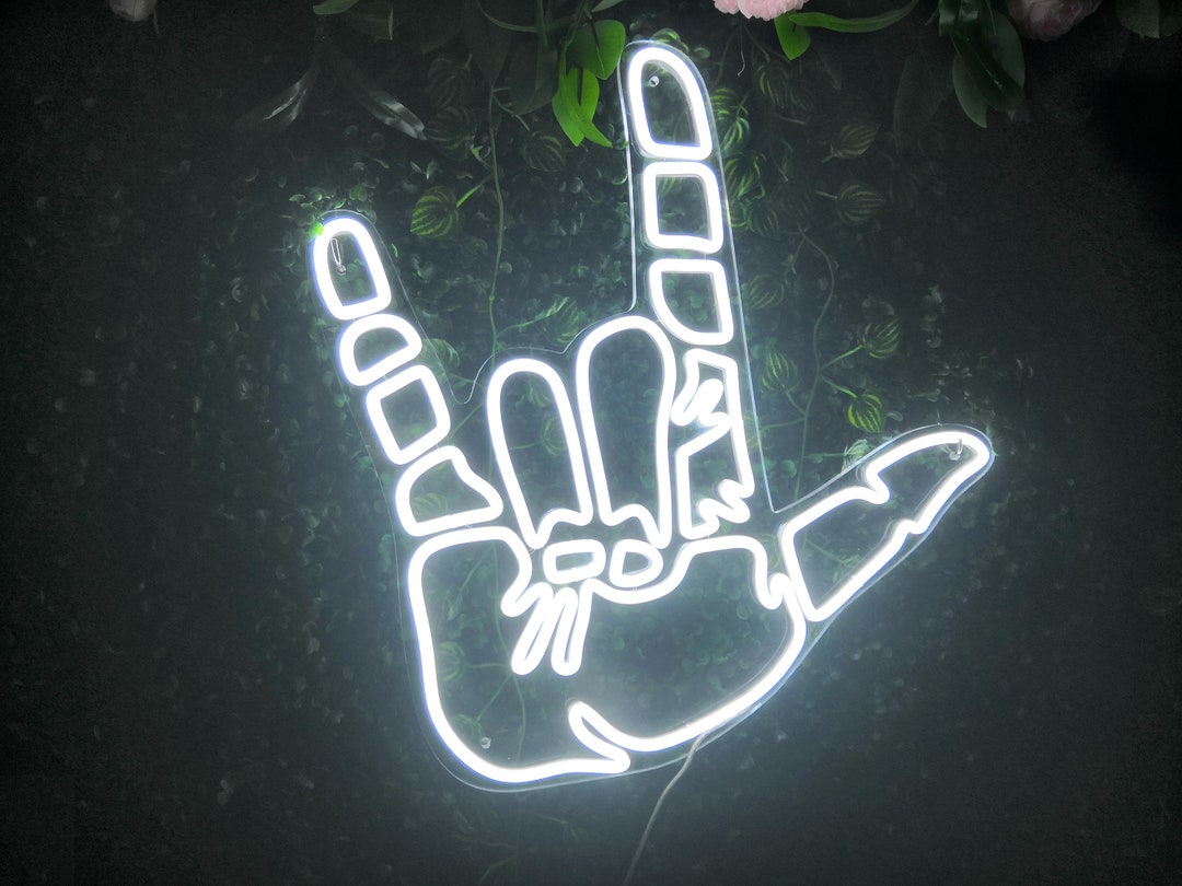 L Love You Hand Sign, Neon Sign, American Sign Language, Led Sign, Neon ...