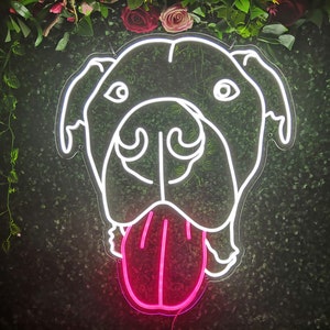 Custom Neon Sign Dog Portrait LED Neon Light Sign Home Room Wall Decor ...