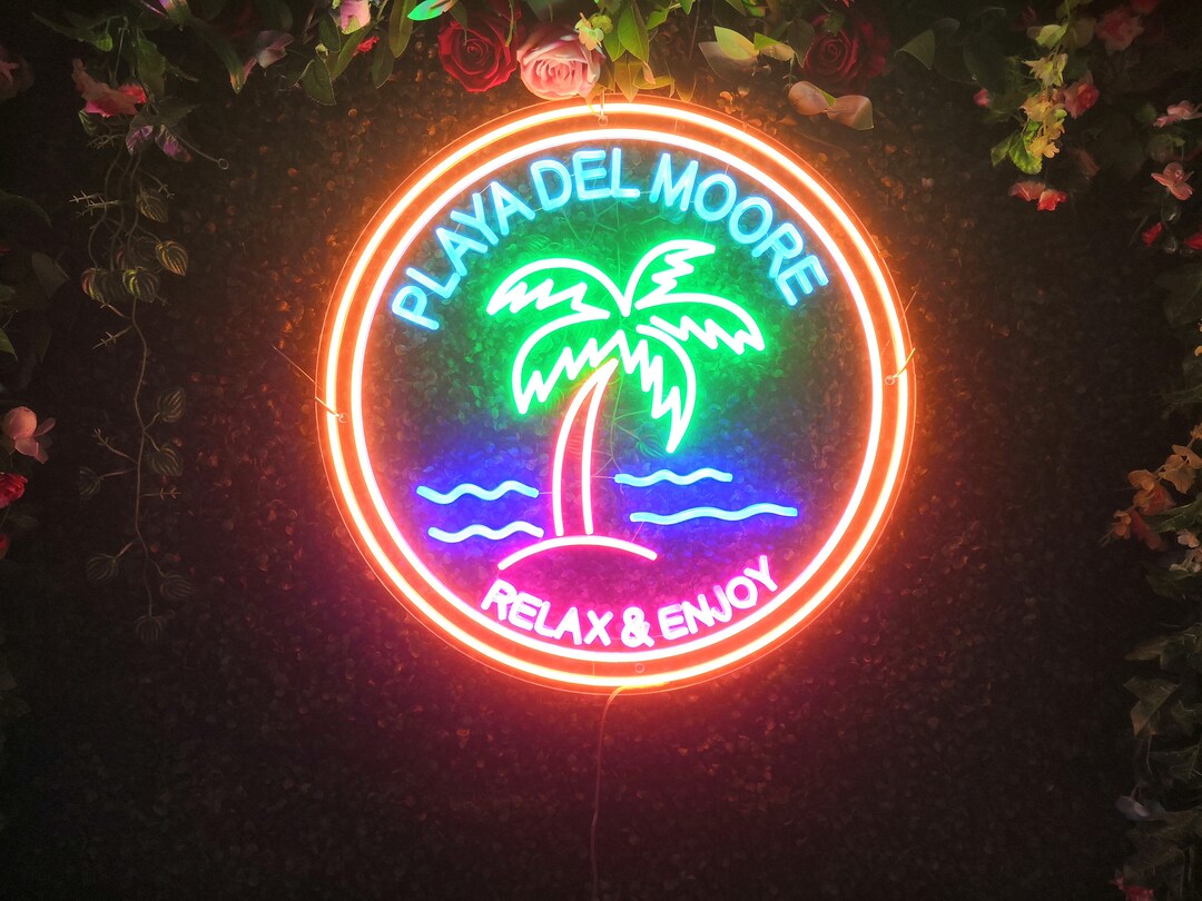 Palm Tree Neon Sign Relax Neon Light Custom Bar Club Sign Lounge Led ...