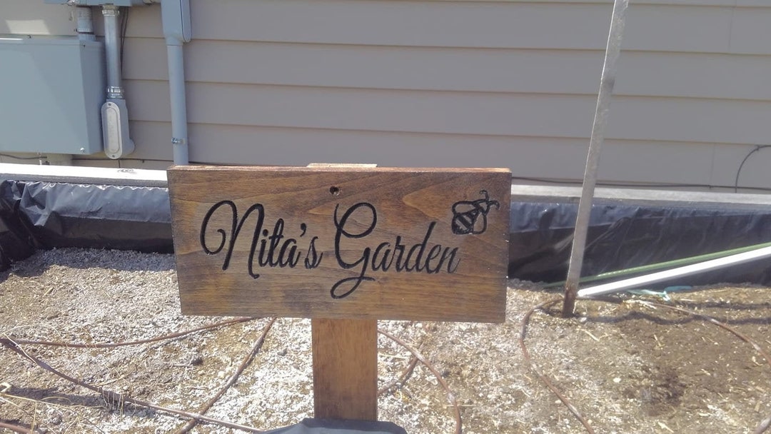 Wooden Garden Sign, Custom Garden Planter, Raised Garden Bed Decor ...