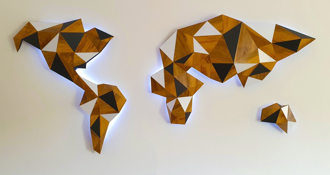 World Map Glass and Wood - Etsy