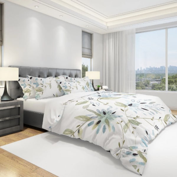 Green Botanical Bedding - Etsy