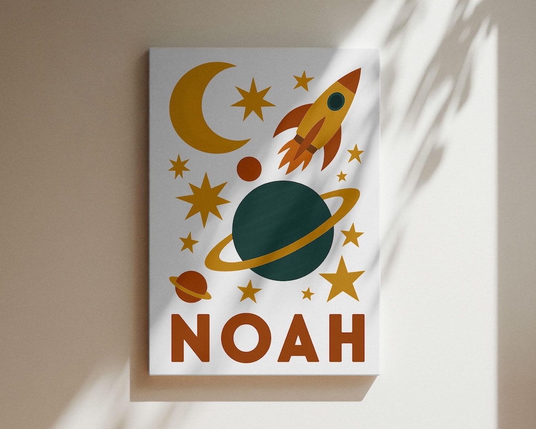 Custom Name Poster – Space Theme Kids Wall Art, Nursery Poster for Boys ...