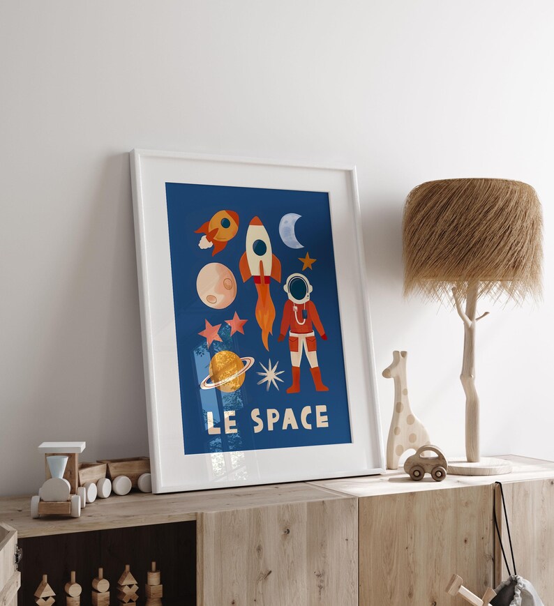Cute Space Themed Digital Poster - Printable, Perfect for Nursery and ...