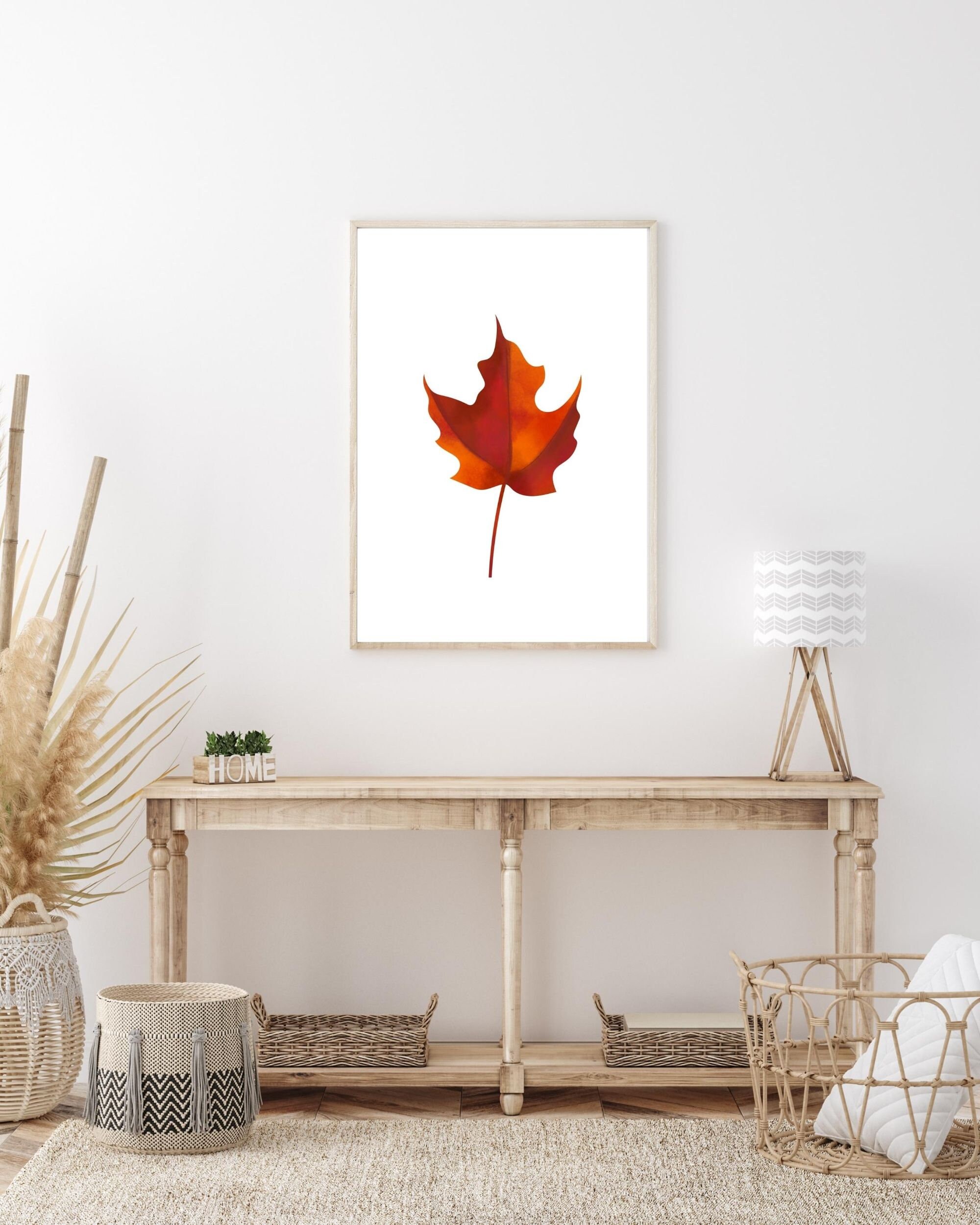 Watercolor autumn leaf wall art print botanical print | Etsy