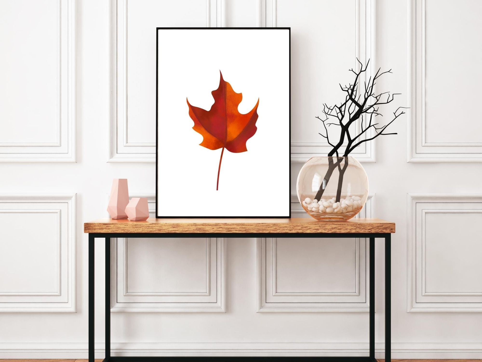 Watercolor autumn leaf wall art print botanical print | Etsy