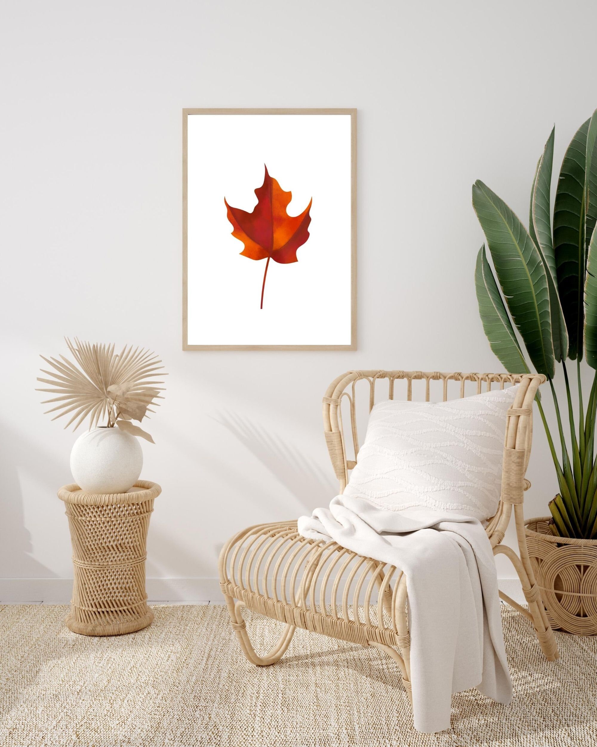 Autumn leaf wall art set wall art printable autumn colors | Etsy