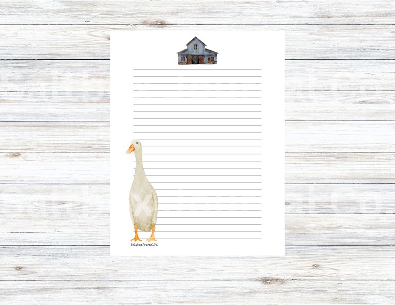 Printable Duck Stationary, Watercolor Ducks, Farm Stationary, Letter ...