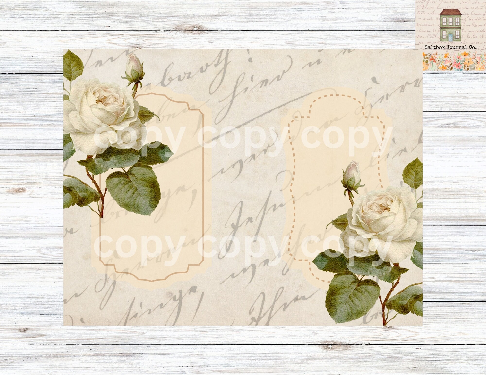French Rose Journal Pages, Digital Journal Kit, French Script ...