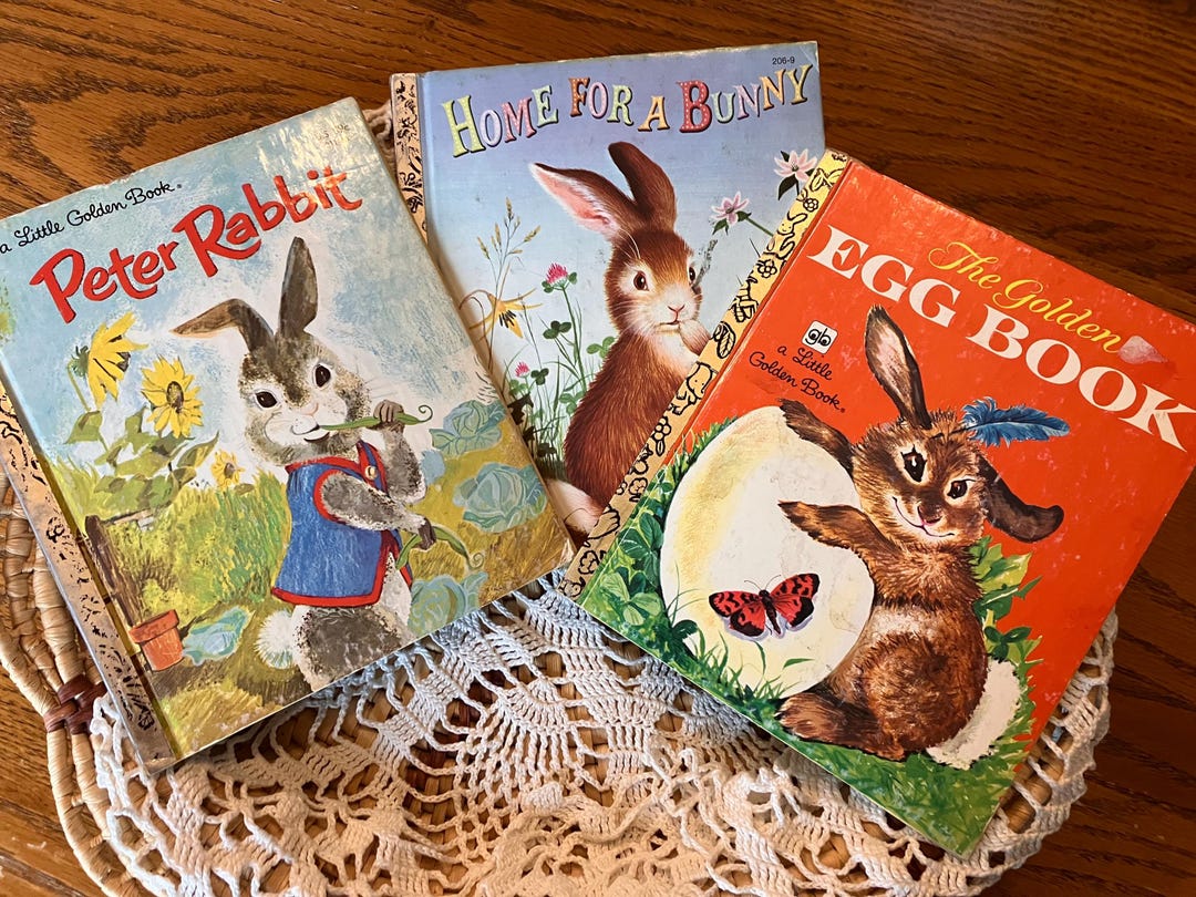 Vintage Bunny Golden Book Bundle, 1970 Peter Rabbit, 1961 Home for a ...