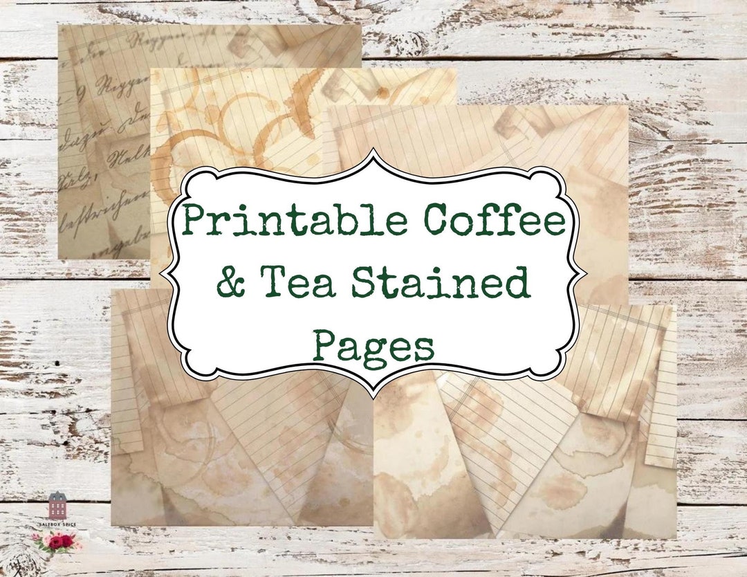 Vintage Tea Stained Paper Printable, Coffee Stain Paper, Dark Academia ...