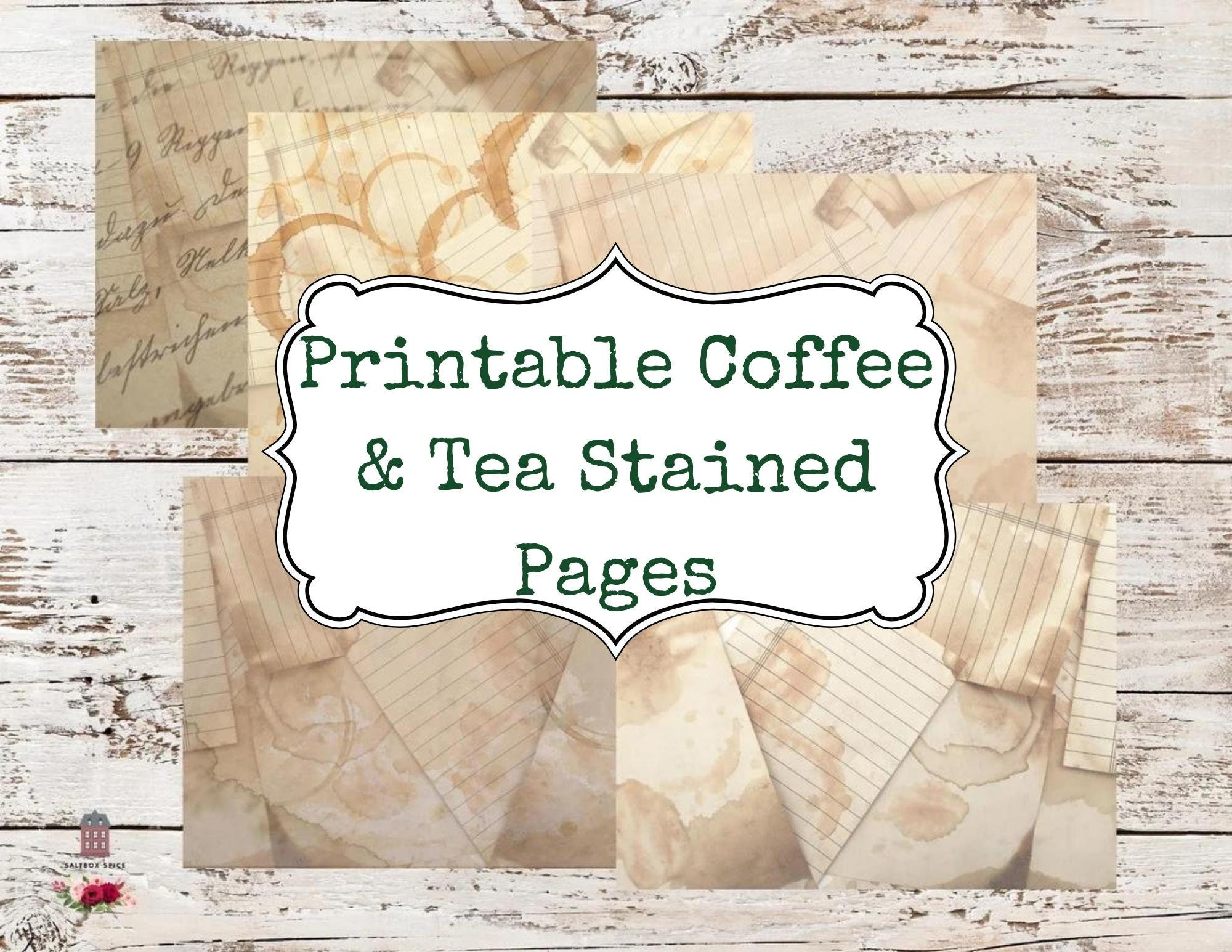 Vintage Tea Stained Paper Printable, Coffee Stain Paper, Dark Academia ...