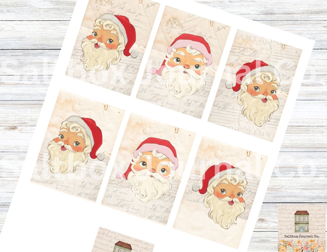Vintage Santa Gift Tags: Printable Christmas Hang Tags (digital ...
