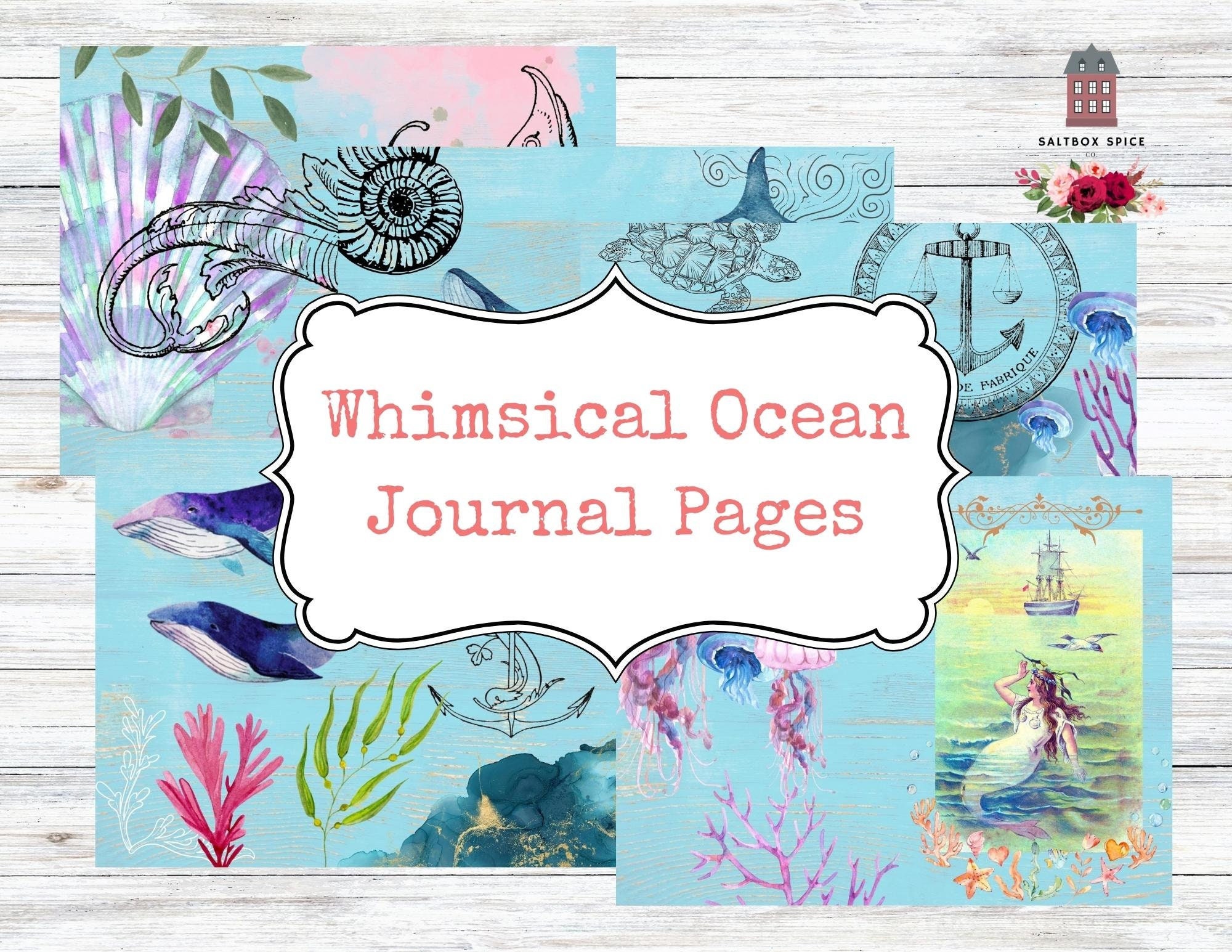 Whimsical Ocean Journal Pages, Mermaid Nautical Sea Junk Journal ...