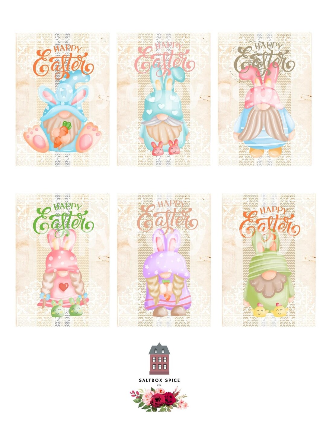 Easter Gnome Tags, Printable Easter Tags, Party Favors, Gift Tags ...
