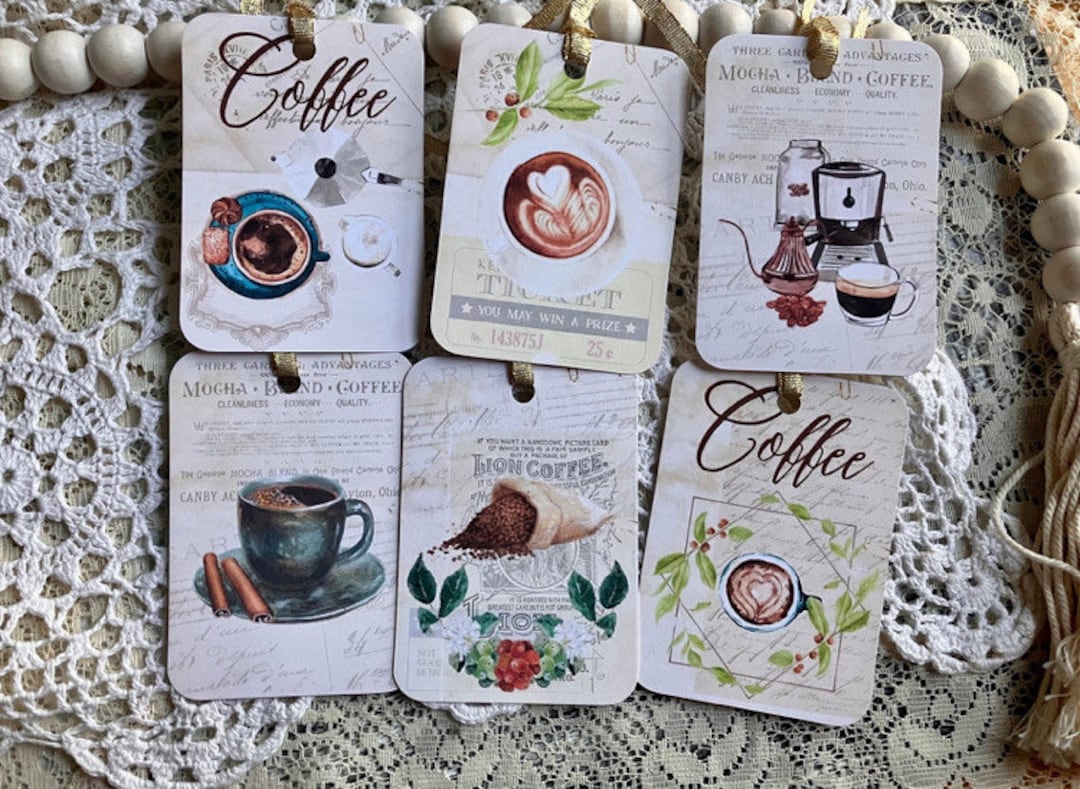 Coffee Lovers Gift Tags, Coffee Hang Tags, Coffee Party Favor Tags ...