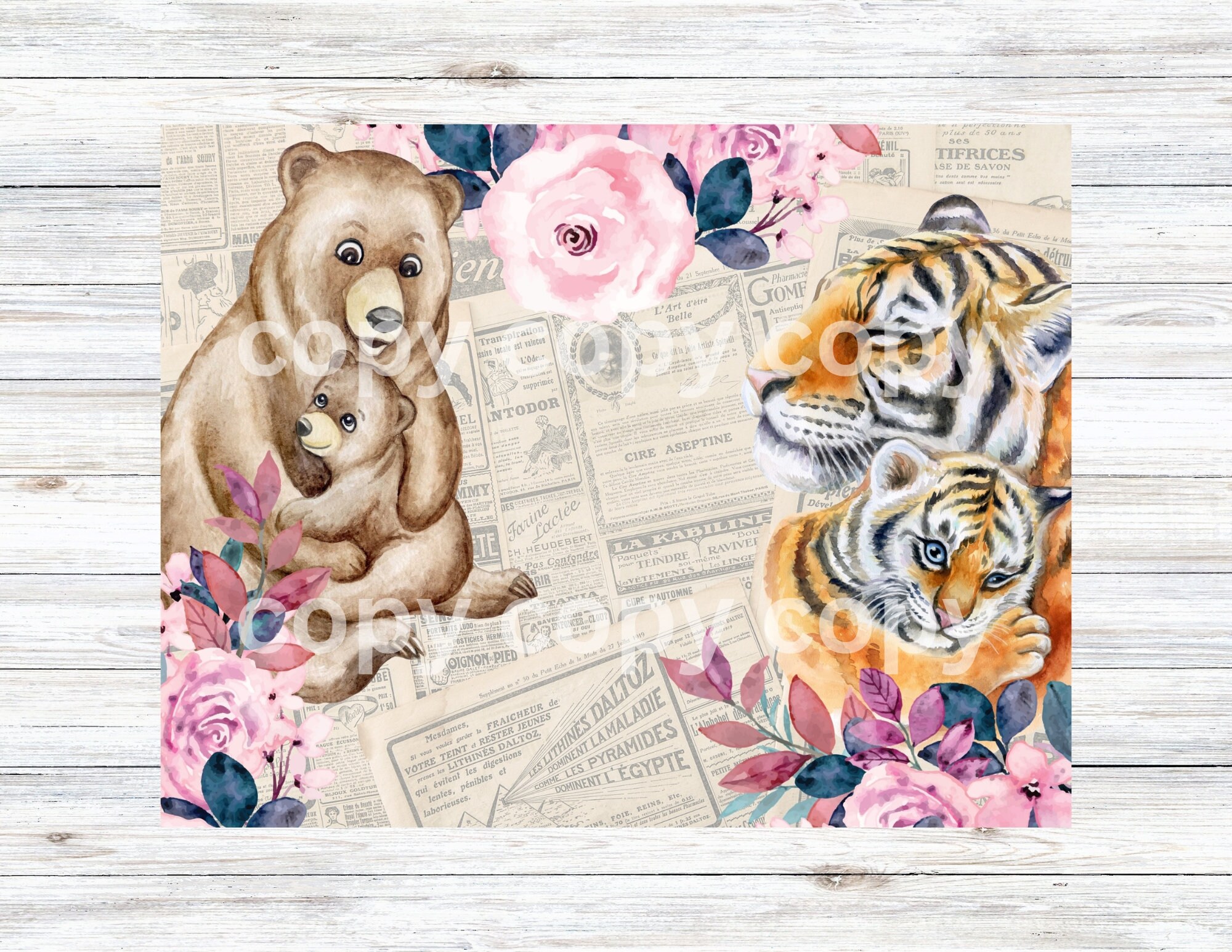 Wild Animal Journal Pages Animal Mother and Baby Pages Junk - Etsy